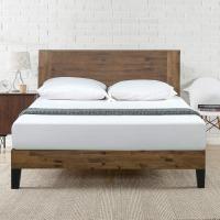 China High Quantity Pine Wood Platform Bed Frame with Headboard and Wooden Slat Support for sale
