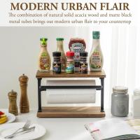 China Upgrade Your Kitchen with This Solid Acacia Wood Paper Towel Holder and Top Display Shelf for sale