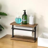 China Upgrade Your Kitchen with This Solid Acacia Wood Paper Towel Holder and Top Display Shelf for sale