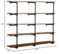 China Wooden Industrial Wall Mount Iron Pipe Shelf for DIY Open Office Room Kitchen Bookshelf for sale