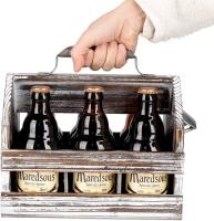 China Removable Middle Divider Wooden 6-Bottle Caddy with Varnished Finish and Bottle Opener for sale