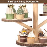 China Customized Designs 4 Tier Bamboo Cupcake Stand for Party Fruits Snacks Serving Tray for sale