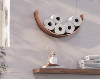 China Curved Wooden Shelf Toilet Paper Holder The Perfect Combination of Form and Function for sale