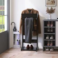 China Customized Logo Wood Clothes Rack with Shelves and Valet Stand for sale