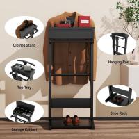 China Customized Logo Wood Clothes Rack with Shelves and Valet Stand for sale