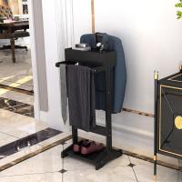 China Customized Logo Wood Clothes Rack with Shelves and Valet Stand for sale