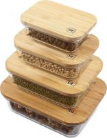 China Functional and Modern Bamboo Lids Glass Food Storage Set for Living Room Organization for sale