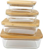 China Functional and Modern Bamboo Lids Glass Food Storage Set for Living Room Organization for sale