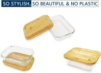 China Functional and Modern Bamboo Lids Glass Food Storage Set for Living Room Organization for sale