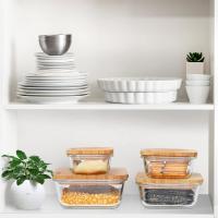 China Functional and Modern Bamboo Lids Glass Food Storage Set for Living Room Organization for sale