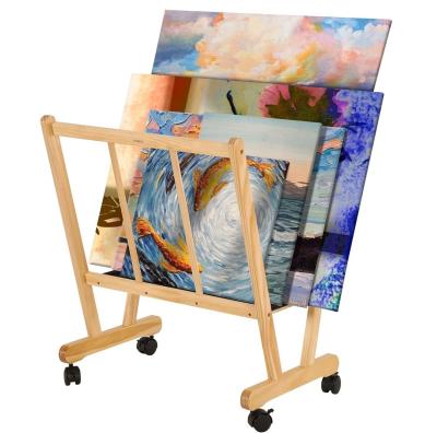 China 202406 Wooden Large Print Rack with Rolling Casters Customized Logo Bathroom Display and Storage for sale