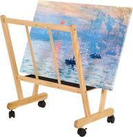 China 202406 Wooden Large Print Rack with Rolling Casters Customized Logo Bathroom Display and Storage for sale
