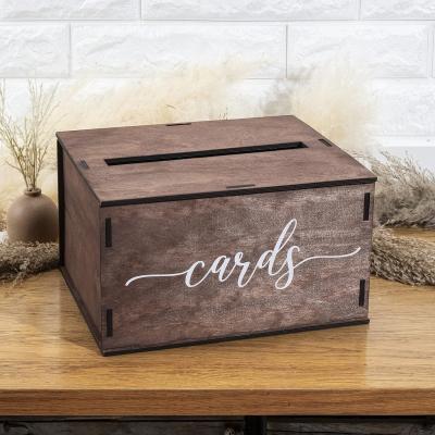 China 6.2*6.2*4.48 inches Wedding Party Gift Wooden Advice Cards Box Industrial Gift for sale