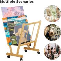 China 202406 Wooden Large Print Rack with Rolling Casters Customized Logo Bathroom Display and Storage for sale