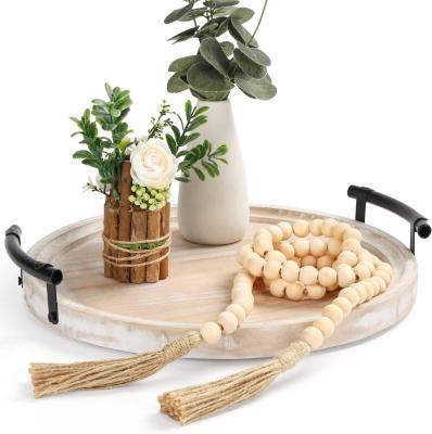 China Wooden Round Tray in Plain Color for Modern Kitchen Serving Platter for sale
