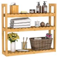 China Natural Color 3 Tier Wooden Storage Shelf for Organizing Your Bathroom Essentials for sale
