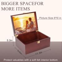 China Large Wooden Keepsake Box with Hinged Lid and Photo Frame Elegant Wedding Memories for sale