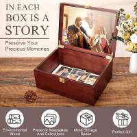 China Large Wooden Keepsake Box with Hinged Lid and Photo Frame Elegant Wedding Memories for sale