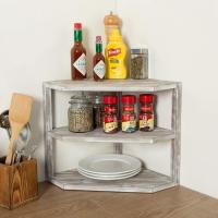 China Wooden Kitchen Counter Corner Rack 3 Layer Storage Organizer for Cooking Supplies for sale