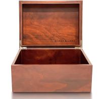 China Wooden Keepsake Decorative Box with Lid Wood Printing Handling Stamping for sale