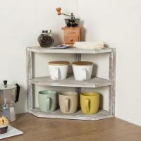 China Wooden Kitchen Counter Corner Rack 3 Layer Storage Organizer for Cooking Supplies for sale