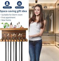 China Convenient Wooden Belt Storage Organizer with Double Shelves Walnut/ Beech Material for sale