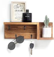 China Black Modern Decoration Wooden Square Cube Floating Wall Shelf with Customized Logo for sale