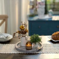 China Rustic Ash Tealight Post Tray Small Farmhouse Table Centerpiece with Customized Logo for sale