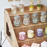 China Modern Wooden Countertop Candle Soap Holder for Displaying Glass Cups Cupcakes and Candy for sale