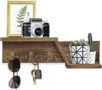 China Double Tiers Rustic Wood Wall Mounted Foldable Hanging Shelf Set for Home Decorations for sale