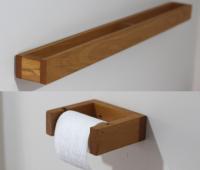 China As your request Handmade Wooden Bathroom Towel Holder Bathroom toilet paper Wall Shelf for sale