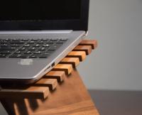 China Wooden Walnut Laptop Stand Customized Logo Wood Handcrafted Laptop Riser and Holder for sale
