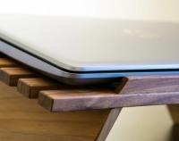 China Wooden Walnut Laptop Stand Customized Logo Wood Handcrafted Laptop Riser and Holder for sale