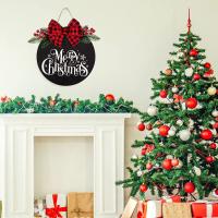 China Round Wooden Hanging Sign for Front Door Merry Christmas Welcome Wood Sign Solid Wood for sale