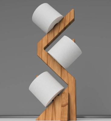 China Double Tier Wooden Shelf for Stylish and Functional Free Standing Toilet Paper Holder for sale