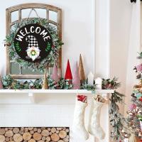 China Round Wooden Hanging Sign for Front Door Merry Christmas Welcome Wood Sign Solid Wood for sale