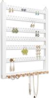 China Easy Assemble Solid Beech Wood Earring Hanging Necklace Holder Hanger Wall Mount Jewelry Organizer for sale