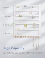 China Easy Assemble Solid Beech Wood Earring Hanging Necklace Holder Hanger Wall Mount Jewelry Organizer for sale