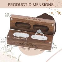 China Rustic Vintage Solid Wood Rectangle Jewelry Storage 2 Ring Box with TIMBER Engraving for sale