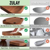 China Gift Craft Industrial Acacia Wood Spoon Holder Rest for Kitchen Non Slip Silicone Feet for sale