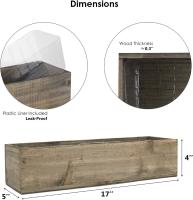 China Other Gift Craft Luxury Rustic Brown Wooden Planter Box with Removable Plastic Liner for sale