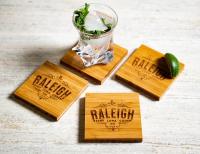 China Family Name Coasters with Optional Holder Made of Bamboo Beech Walnut Oak MDF or Pine for sale