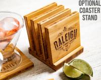 China Family Name Coasters with Optional Holder Made of Bamboo Beech Walnut Oak MDF or Pine for sale