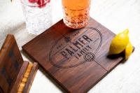 China Family Name Coasters with Optional Holder Made of Bamboo Beech Walnut Oak MDF or Pine for sale