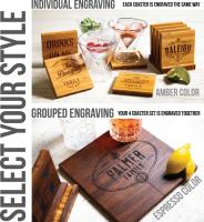China Family Name Coasters with Optional Holder Made of Bamboo Beech Walnut Oak MDF or Pine for sale