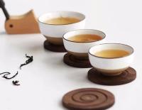 China Cute Snail Solid Wood Coaster Insulation Mat Set Of 5 With Holder Desktop Decoration Gift for sale