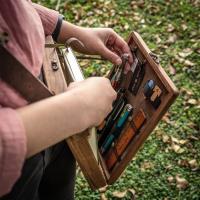 China Embossing Multi-Function Portable Wooden Desktop Painting Drawing Easel with Storage Box for sale