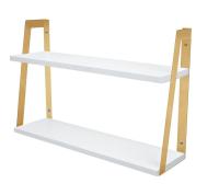 China Home Furniture 2-Tier Modern Rustic Floating Wall Shelves with Wall Mounting Design for sale