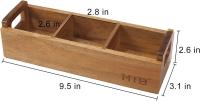 China Acacia Wood Tea Bag Box with Handle 3 Compartments Mini Countertop Storage Container for sale