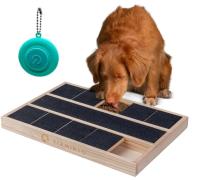 China OEM Wooden Dog Nail Scratch Box with Food Divider Customized Logo Pine Wood Box for sale